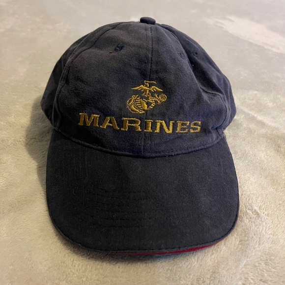 Accessories | Us Marines Baseball Cap Navy Blue Gold Logo Adjustable ...